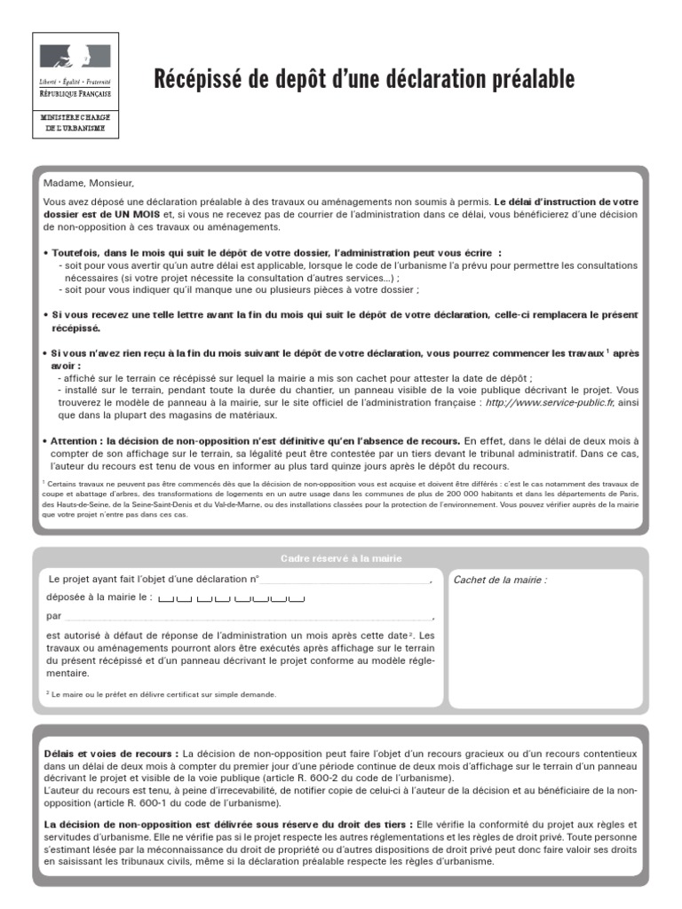 Cerfa 13703 Declaration Prealable Maison Annexe | PDF | Science ...