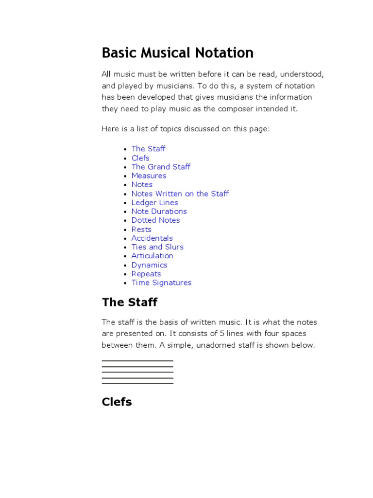 Basic Musical Notation | Download Free PDF | Interval (Music) | Scale ...