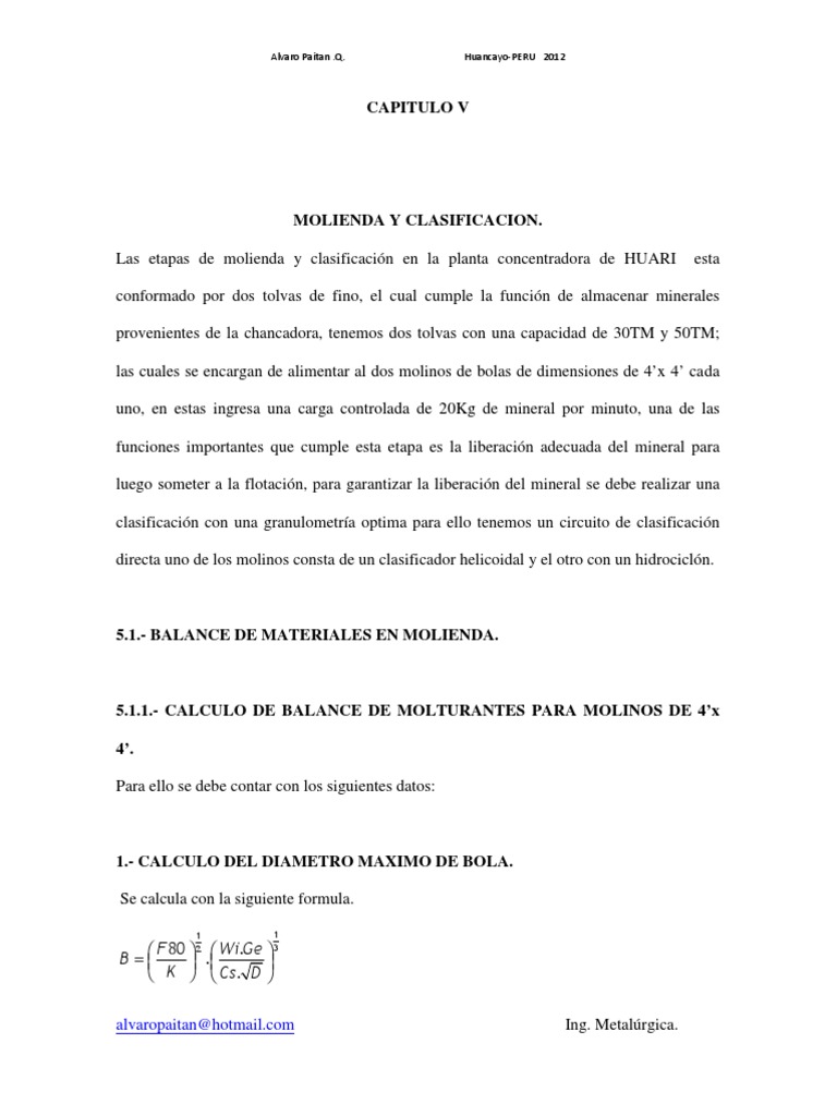 Calculos Metalurgicos en Procesamiento de Minerales | PDF | Cantidades fisicas | Science