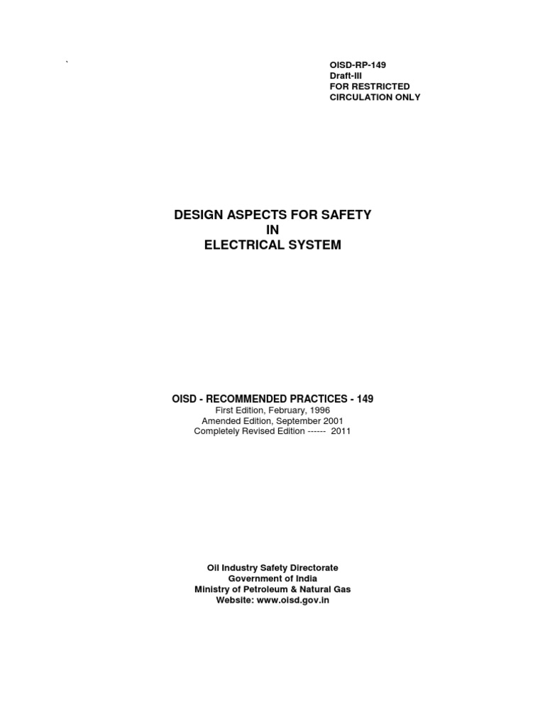 Oisd 149 Draft III | PDF | Relay | Electrical Substation