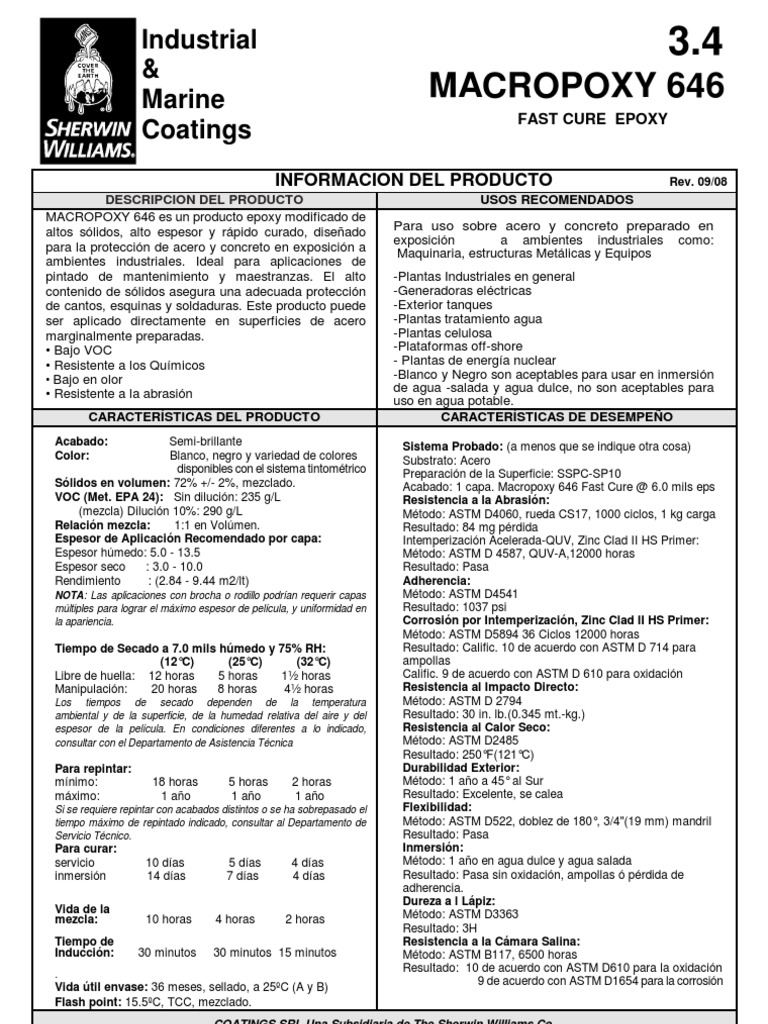 3 4 Macropoxy 646 | PDF | Pintar | Acero