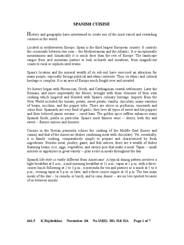 Spanish Cuisine: History and Recipes | PDF | Spanish Cuisine | Food And ...