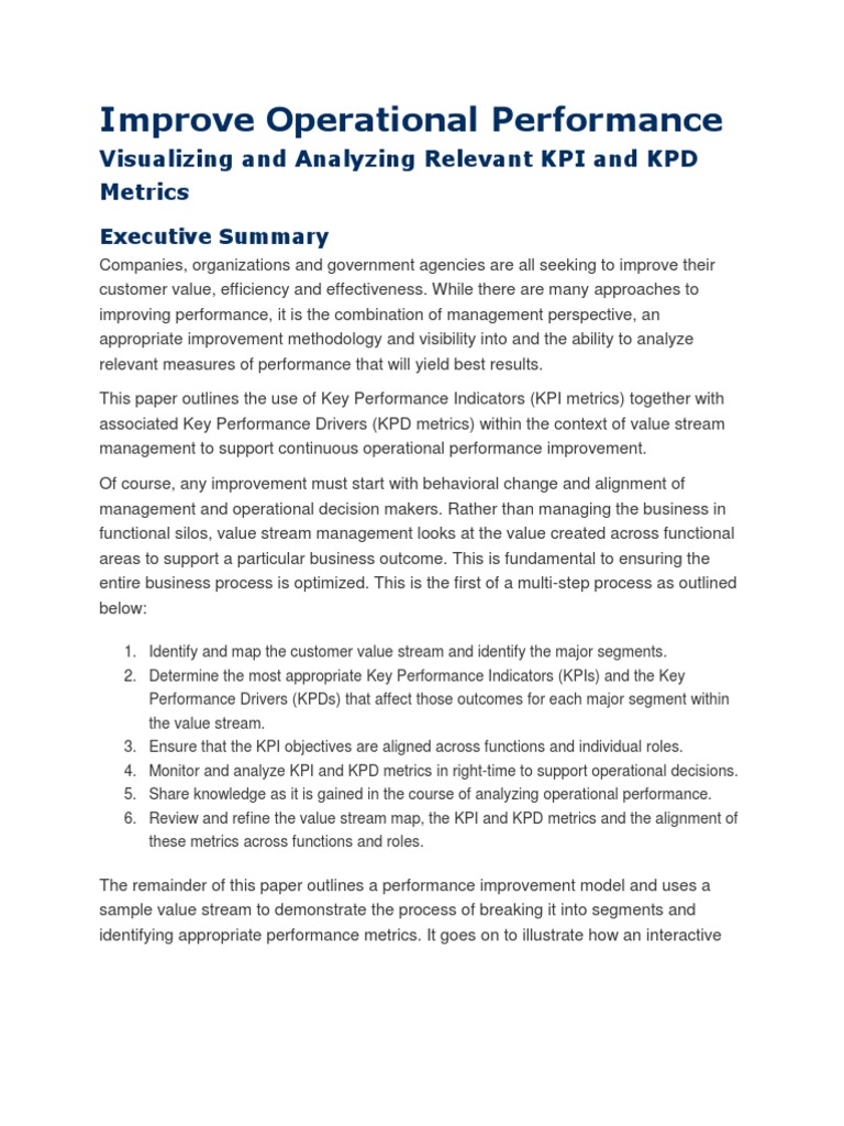 Improve Operational Performance | PDF | Performance Indicator ...