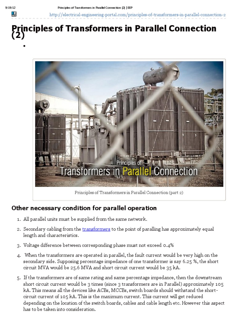 Principles of Transformers in Parallel Connection (2): Other necessary ...