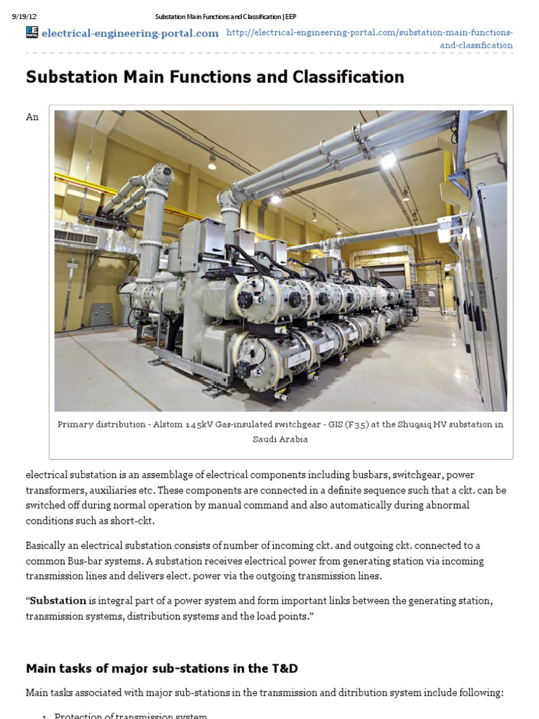 Substation Functions and Classifications | PDF | Electrical Substation | Electric Power Transmission