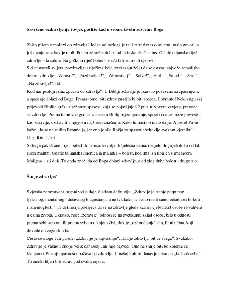 Molite Da Ozdravite - Fra Ivo Pavic | PDF