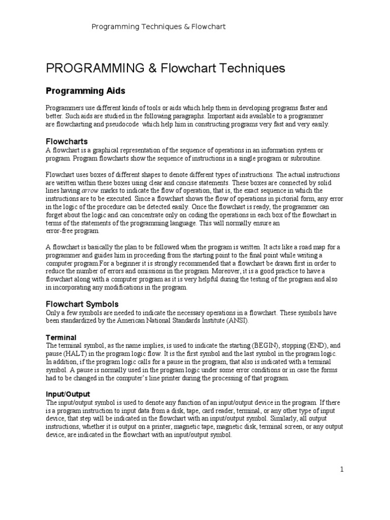 Prog FlowchartTechniques | PDF | Computer Program | Programming