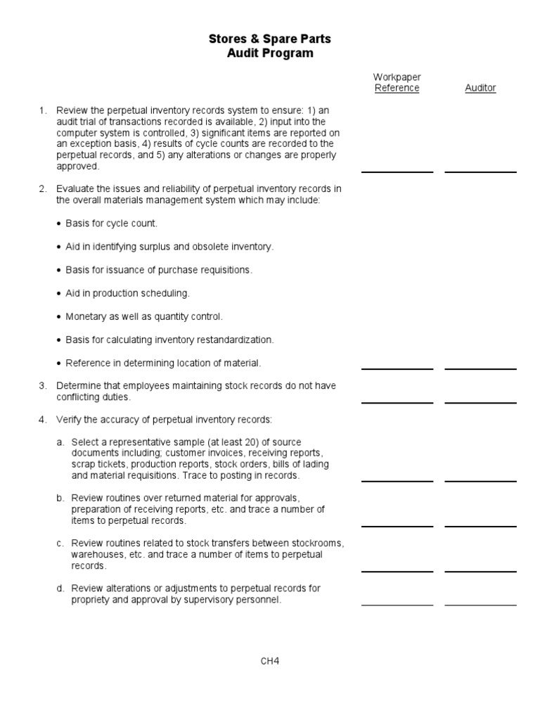 Stores and Spare Parts | PDF | Inventory | Audit
