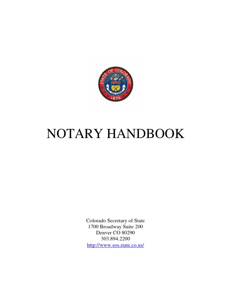 Colorado Notary Handbook Guide | PDF | Notary Public | Oath