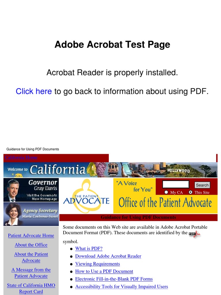 Adobe Acrobat Test Page: Click Here | PDF | World Wide Web | Internet & Web