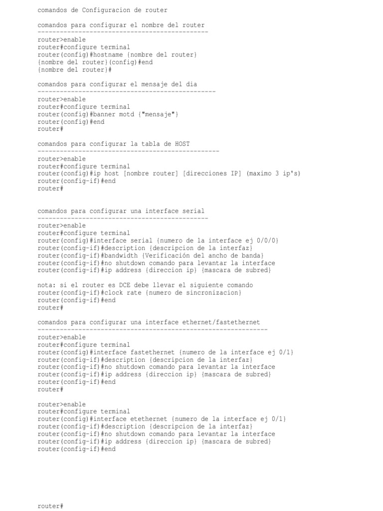 Comandos de CCNA 1 Y 2 | PDF | Enrutador (Computación) | Dirección IP