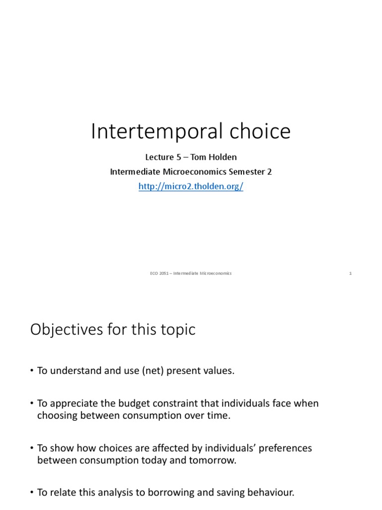 Lecture 5 Intertemporal Choice | PDF | Present Value | Net Present Value