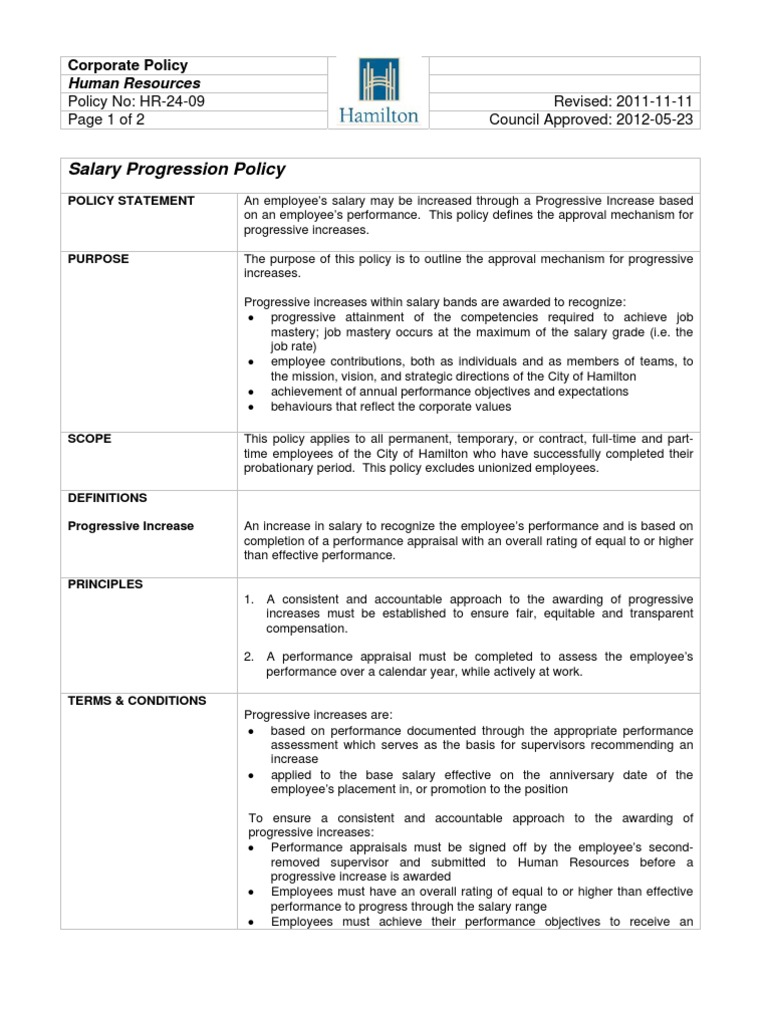 Salary Progression Policy | PDF | Part Time Contract | Employment
