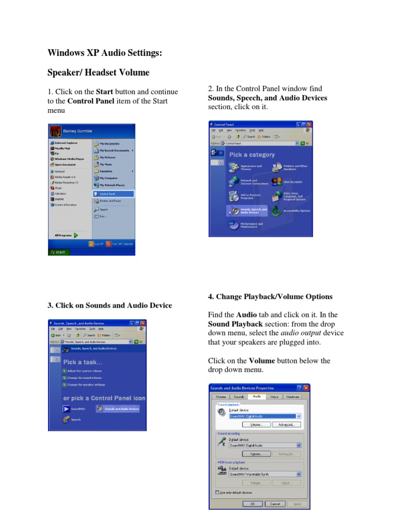 Windows XP Audio Settings Guide | PDF