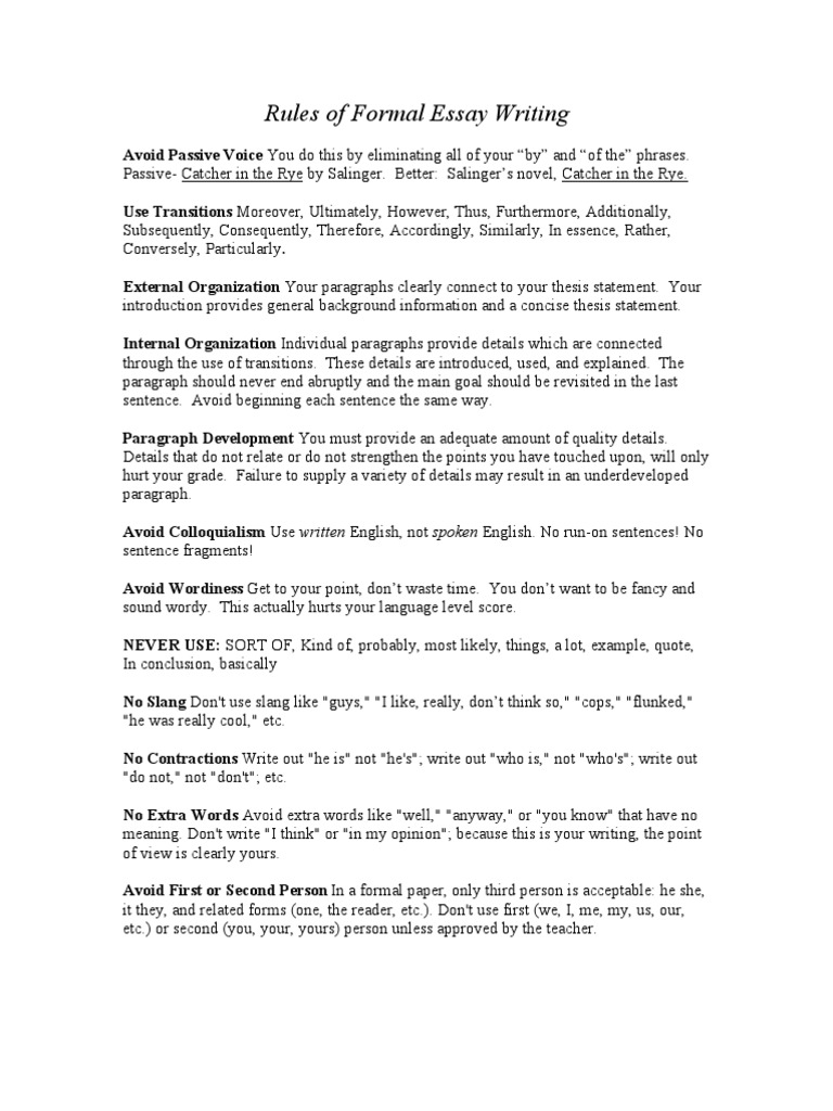 Formal Essay Writing Guidelines | PDF | Narration | Paragraph