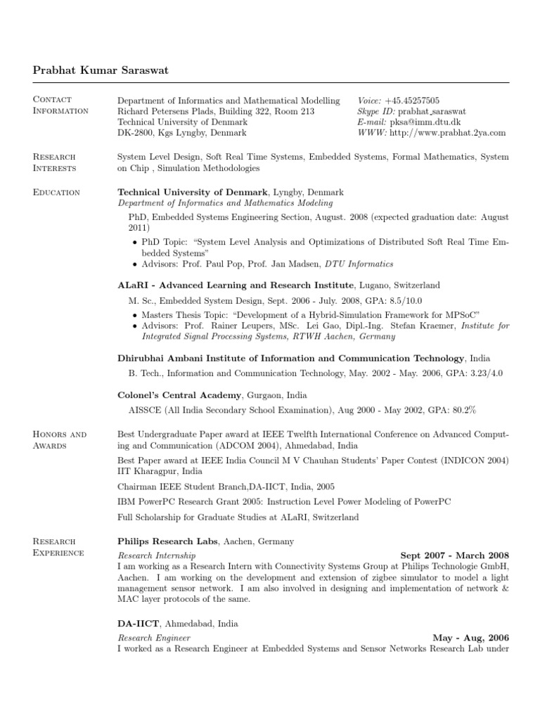 Prabhat CV - Jan 2009 | PDF | Wireless Sensor Network | Computer Network