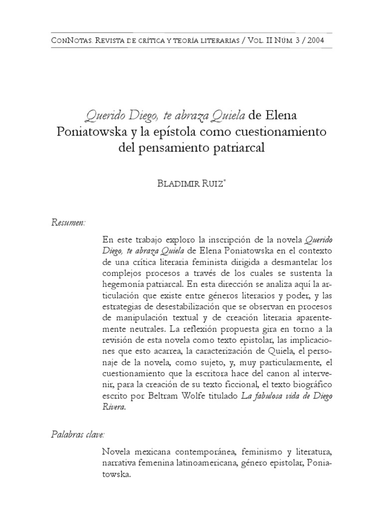 Querido Diego Te Abraza Quiela | PDF | Mujer | Novelas