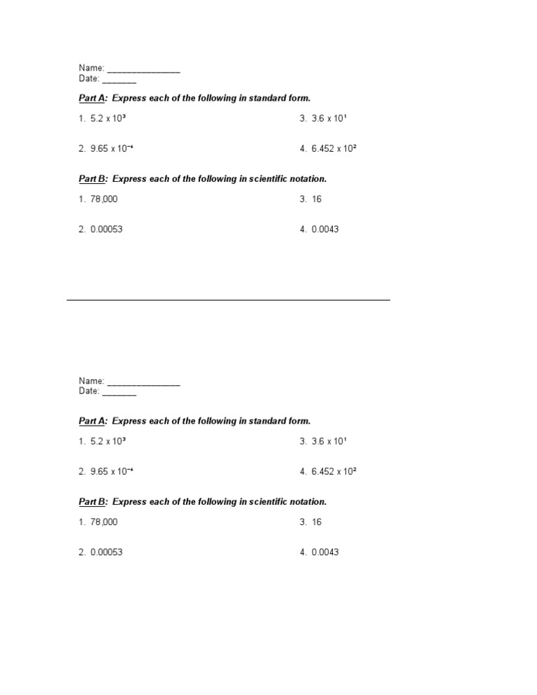 Scientific Notation Practice | PDF