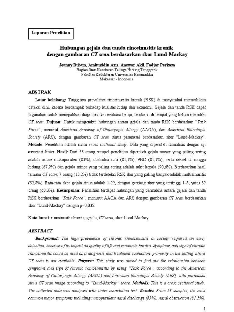 Hubungan Gejala Rinosinusitis Kronik Jeanny Bubun | PDF