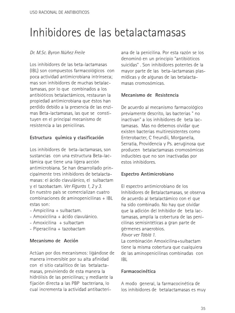 Inhibidores de Beta-lactamasas: Uso y Mecanismos | PDF