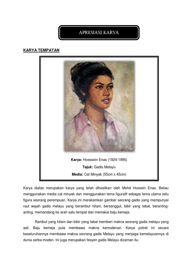 Apresiasi Karya Hoessein Enas-Gadis Melayu | PDF