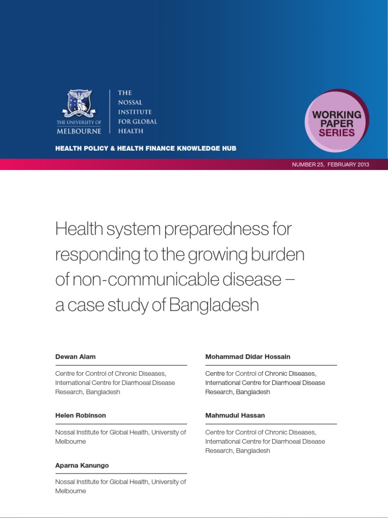 Health System Preparedness For Responding To The Growing Burden of Non-Communicable Disease - A ...
