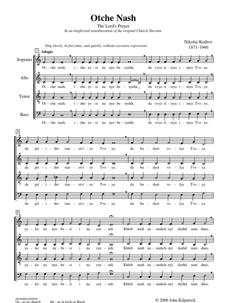 Otche Nas Nikolai Kedrov | PDF | Choral Music | Choral Compositions