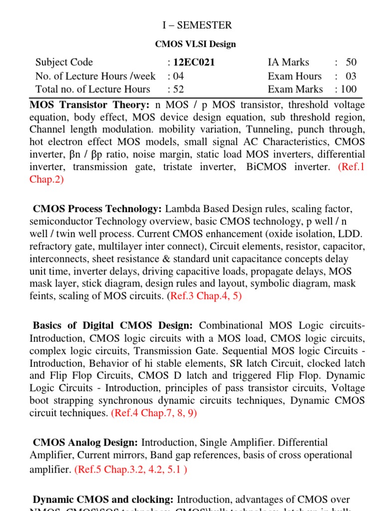 VTU - MTECH - VLSI Design& Embedded Systems Syllabus - Revised | PDF ...