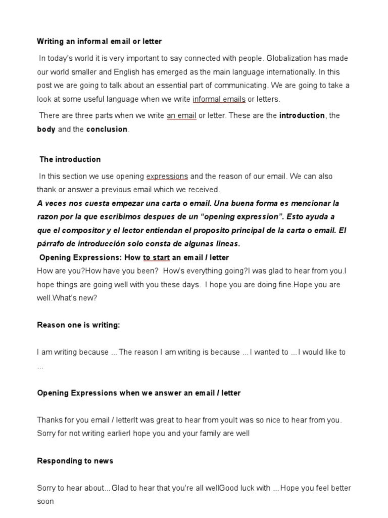 Writing Informal Emails & Letters | PDF