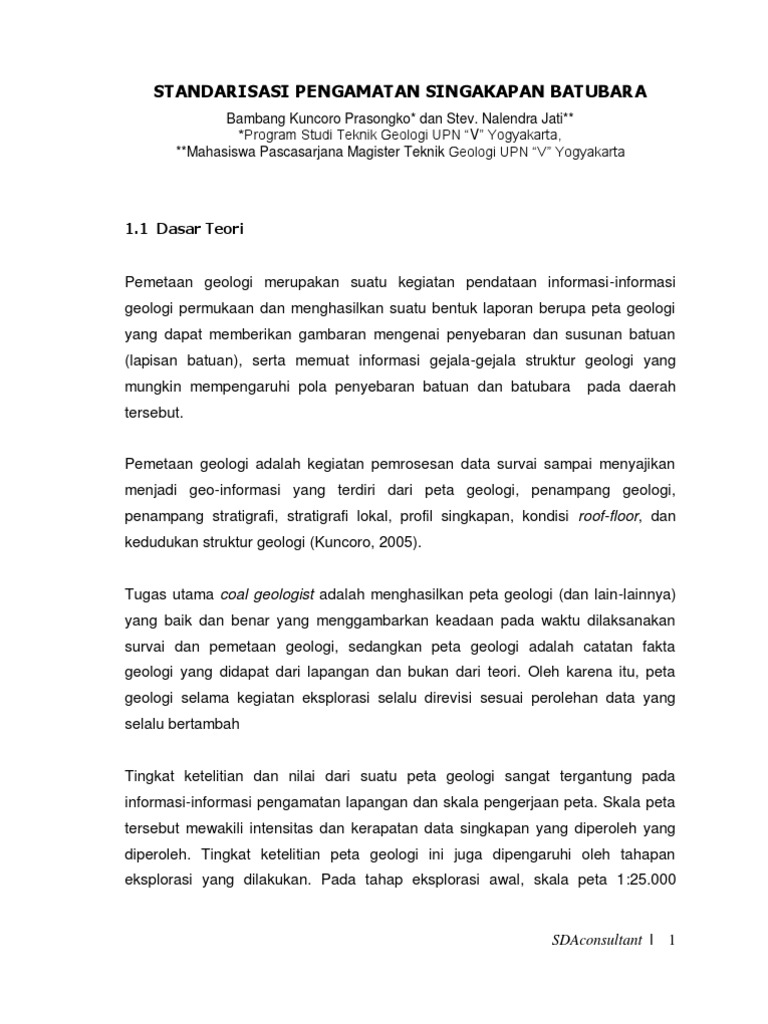 Standarisasi Pengamatan Singkapan Batubara | PDF | Ilmu Sosial