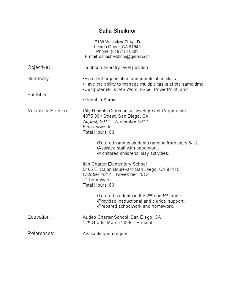 Entry-Level Resume of Safia Sheiknor | PDF