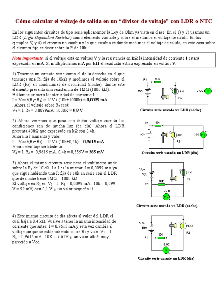 Calculo Divisor Voltaje | voltaje | Resistencia Eléctrica y ...
