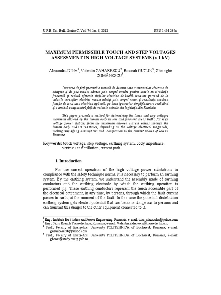High Voltage Safety: Touch & Step Limits | PDF | Electrical Impedance ...