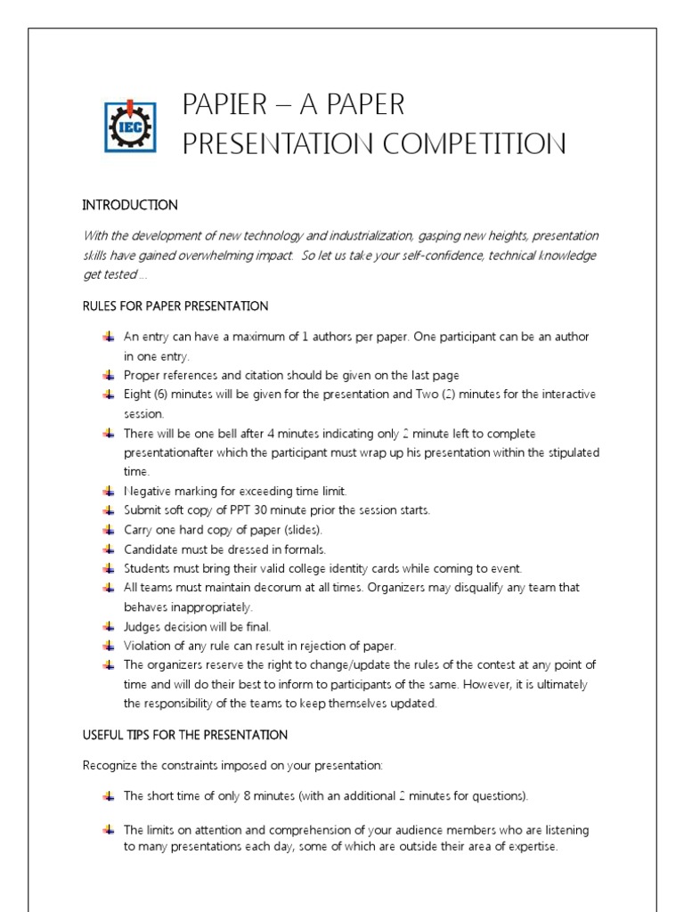 Papier - A Paper Presentation Competition | PDF | Reading Comprehension ...