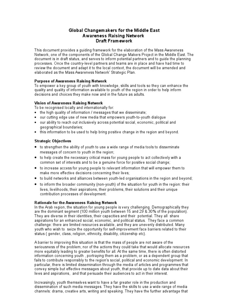 WEF Awareness Framework | PDF | Mass Media | Youth