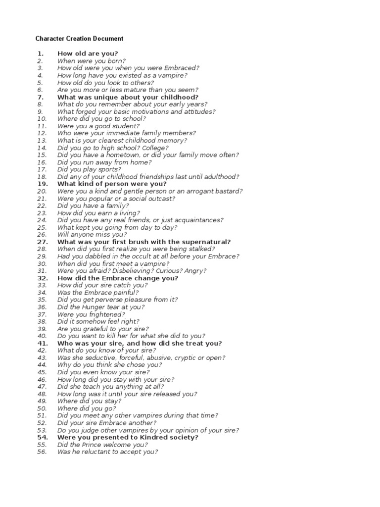 NWoD MET Vampire: The Requiem Character Creation Document | PDF