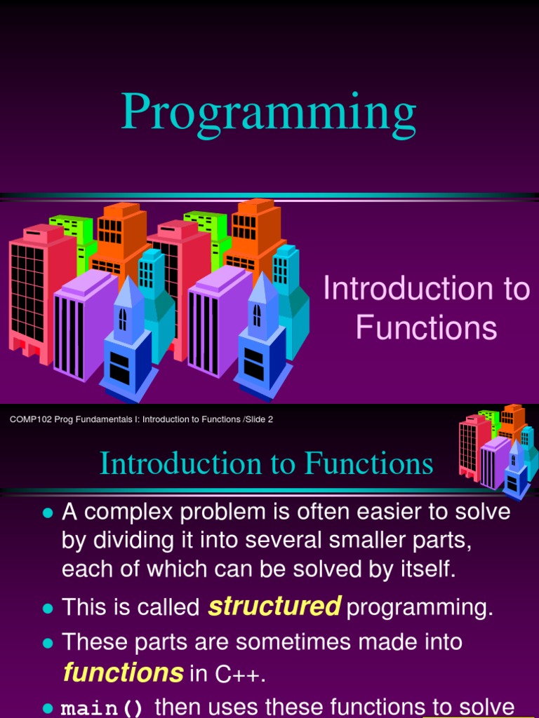 Programming Introduction To Functions Pdf Parameter Computer Programming Subroutine