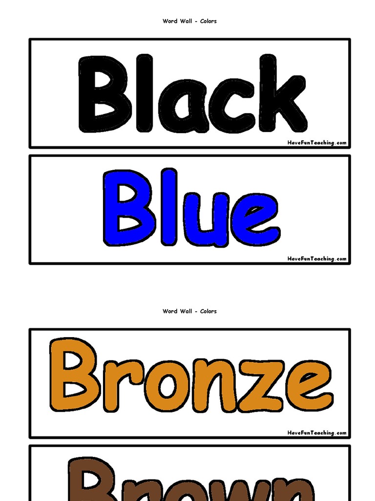 Color Word Wall for Kids | PDF | Language Arts & Discipline