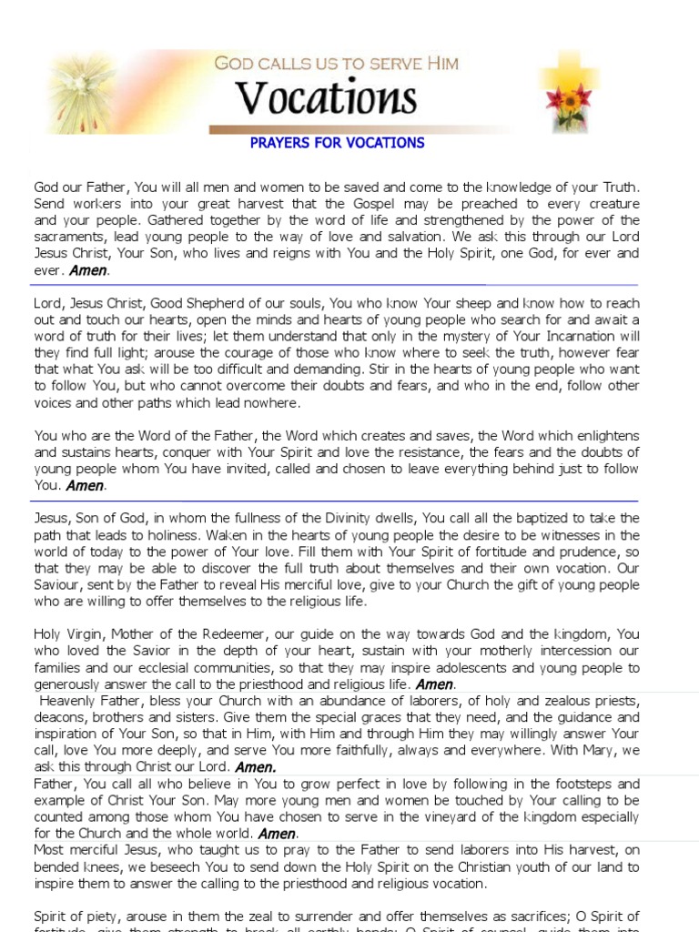 Prayer For Vocations | PDF | God The Father | Logos (Christianity)
