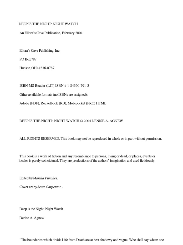 Deep Is The Night 02 - Night Watch | PDF | Mystery, Thriller & Crime ...