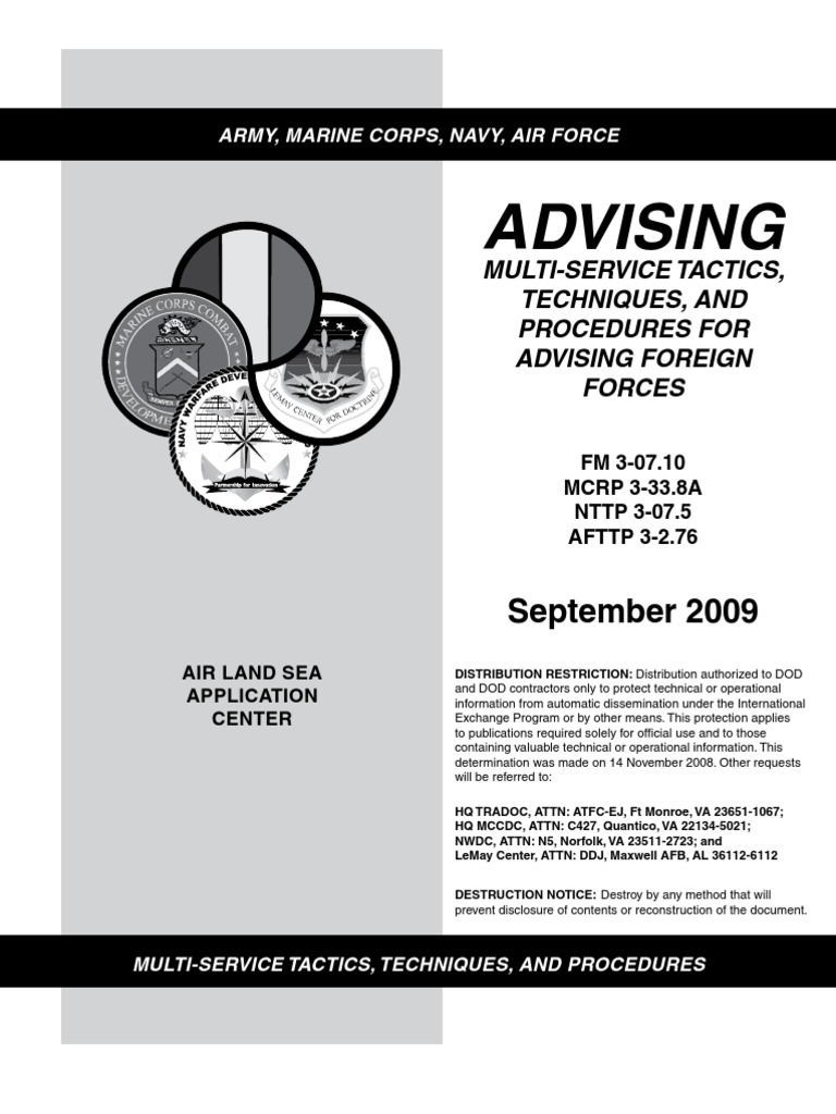 FM 3 07.10 MTTP Advising | PDF | United States Armed Forces | Military