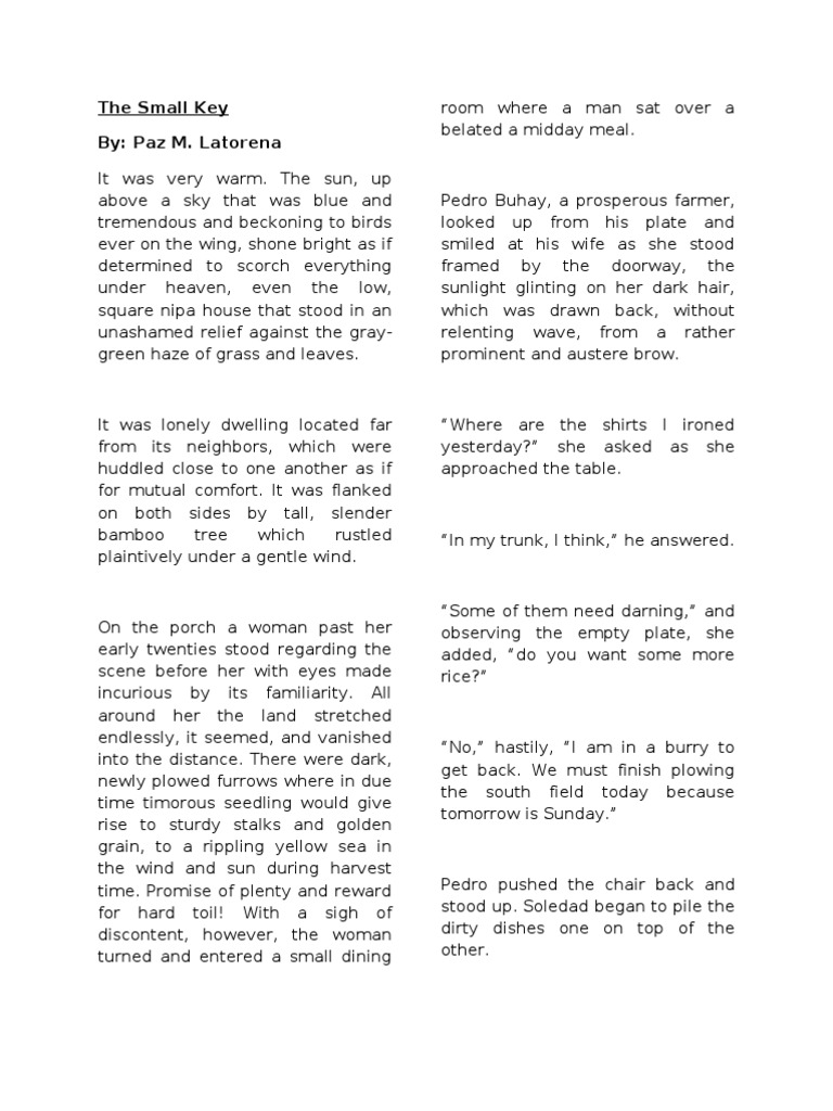 The Small Key By: Paz M. Latorena | PDF | Nature