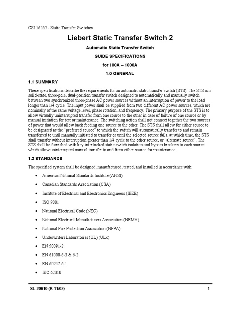 Static Transfer | PDF | Power Supply | Switch