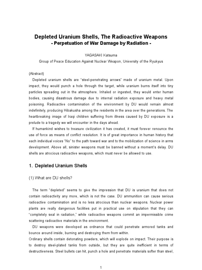 Depleted Uranium Shells, The Radioactive Weapons - Perpetuation of War ...