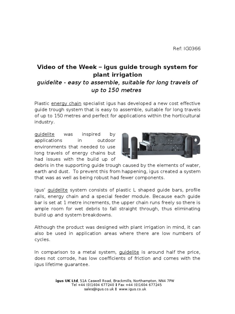 igus Guide Trough System for Irrigation | PDF | Polymers | Plastic