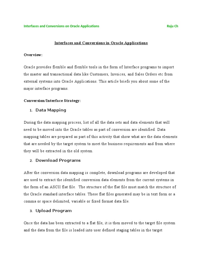 Interfaces and Conversions in Oracle Applications | PDF | Application Programming Interface ...