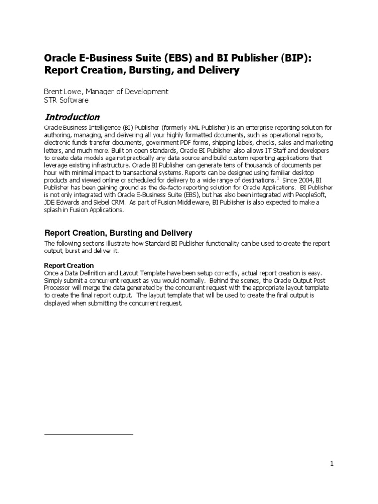 Oracle EBS and BI Publisher Report Creation Bursting and Delivery | PDF ...