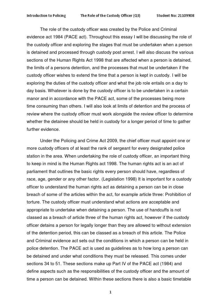 The Role of A Police Custody Officer | PDF | Detention (Imprisonment ...