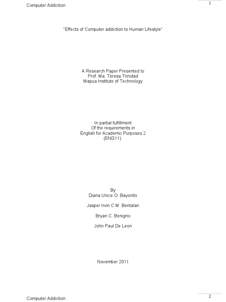 Effects of Computer Addiction | PDF | Substance Use Disorder ...