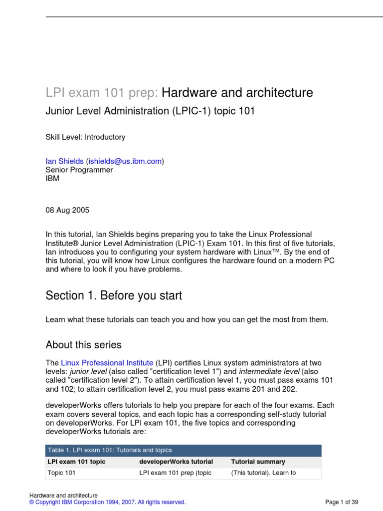 LPI Exam 101 Prep:: Hardware and Architecture | PDF | Bios | Read Only ...